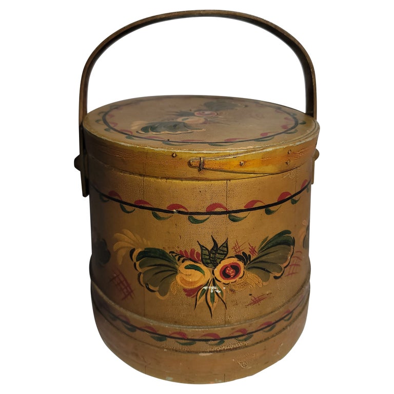 19thc Original Painted Pennsylvania Furkin / Bucket For Sale at 1stDibs