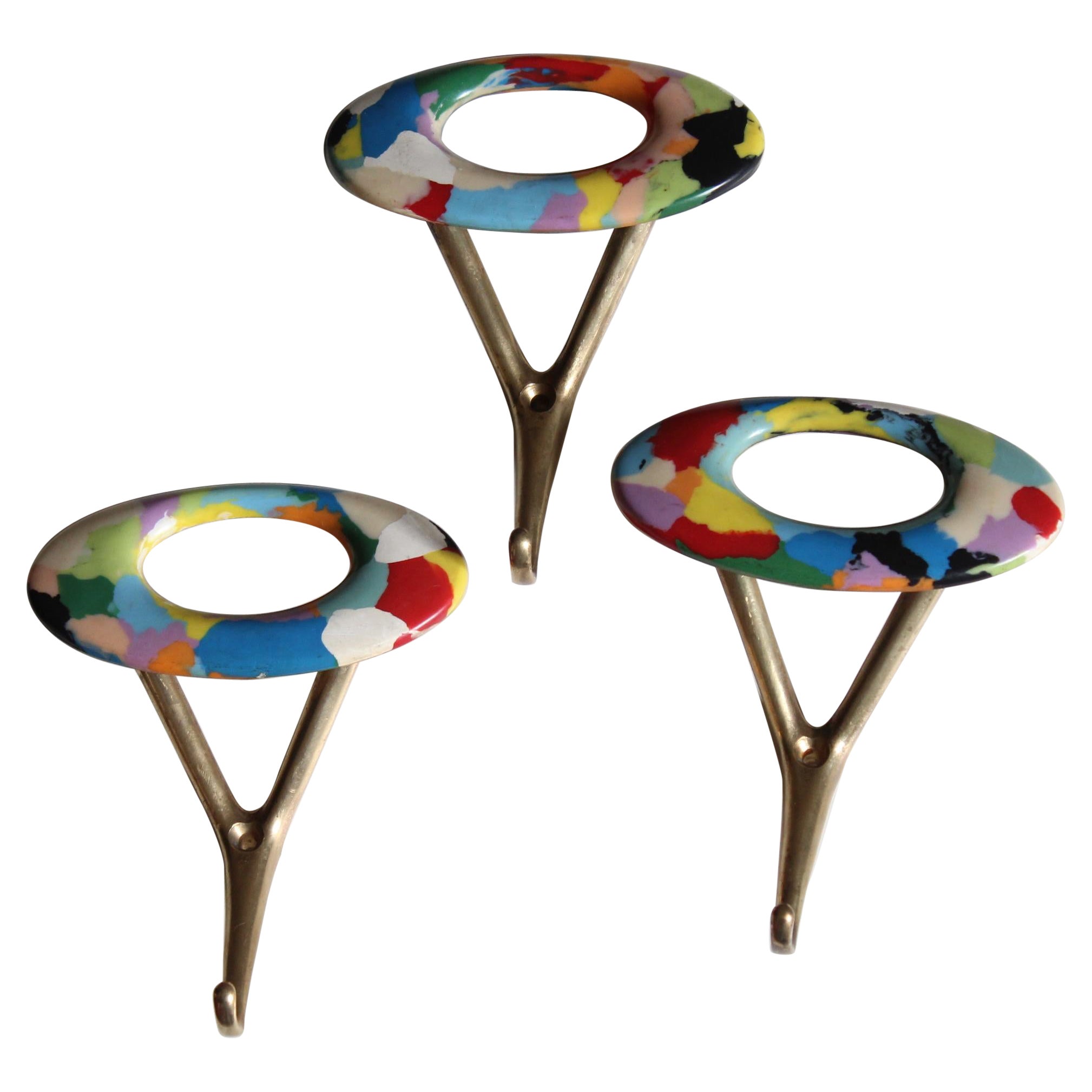 Italian Designer, Three Coat Hangers, Oak, Italy, 1970s For Sale at 1stDibs