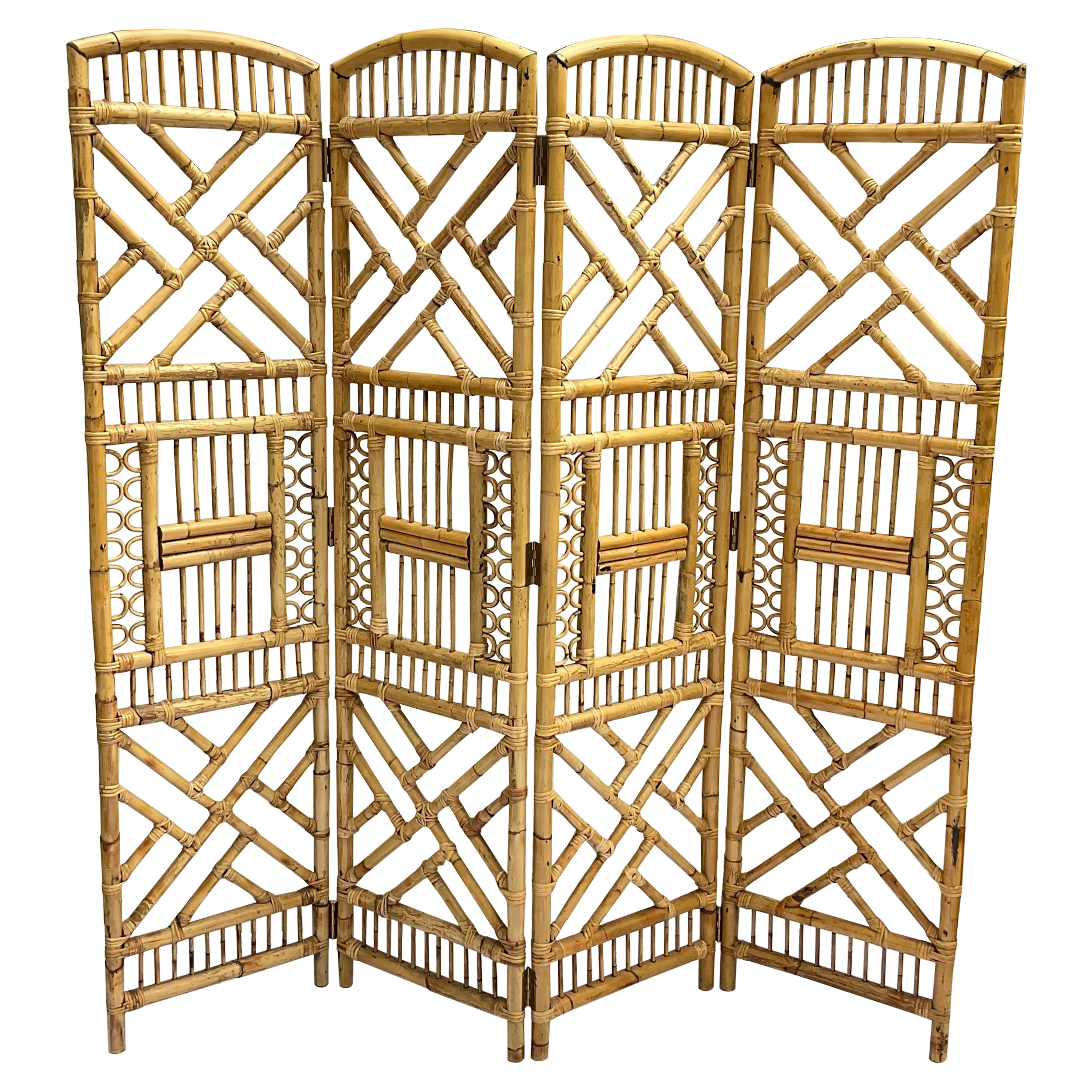1970s Brighton Style Rattan Screen For Sale at 1stDibs