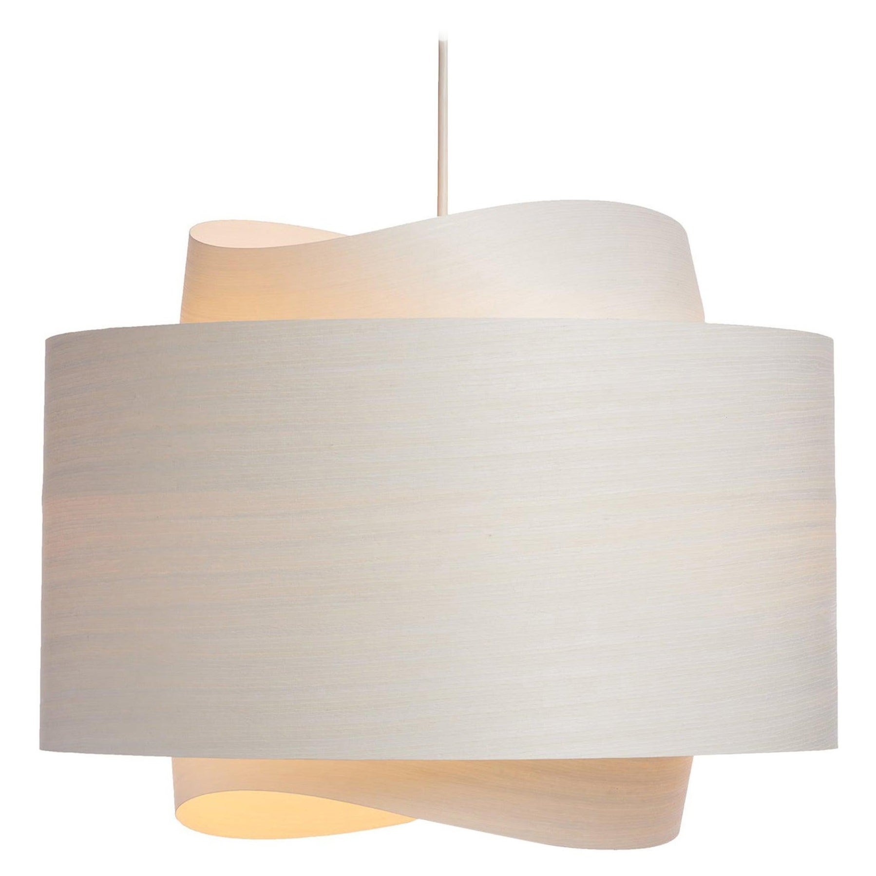 Mid-Century Modern White Wood 30" Chandelier Pendant For Sale at 1stDibs