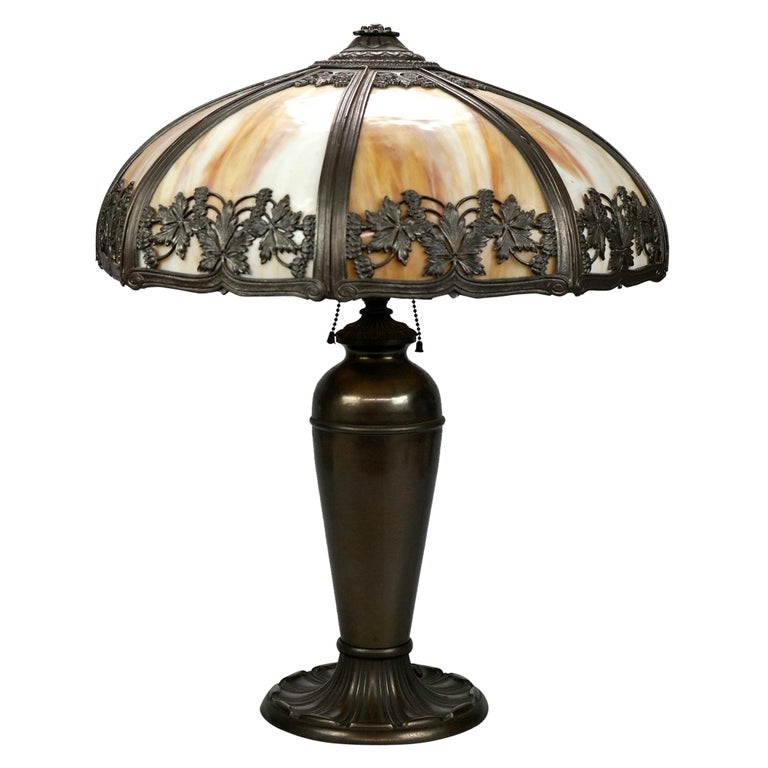 Antique Arts and Crafts Bradley and Hubbard School Slag Glass Table ...