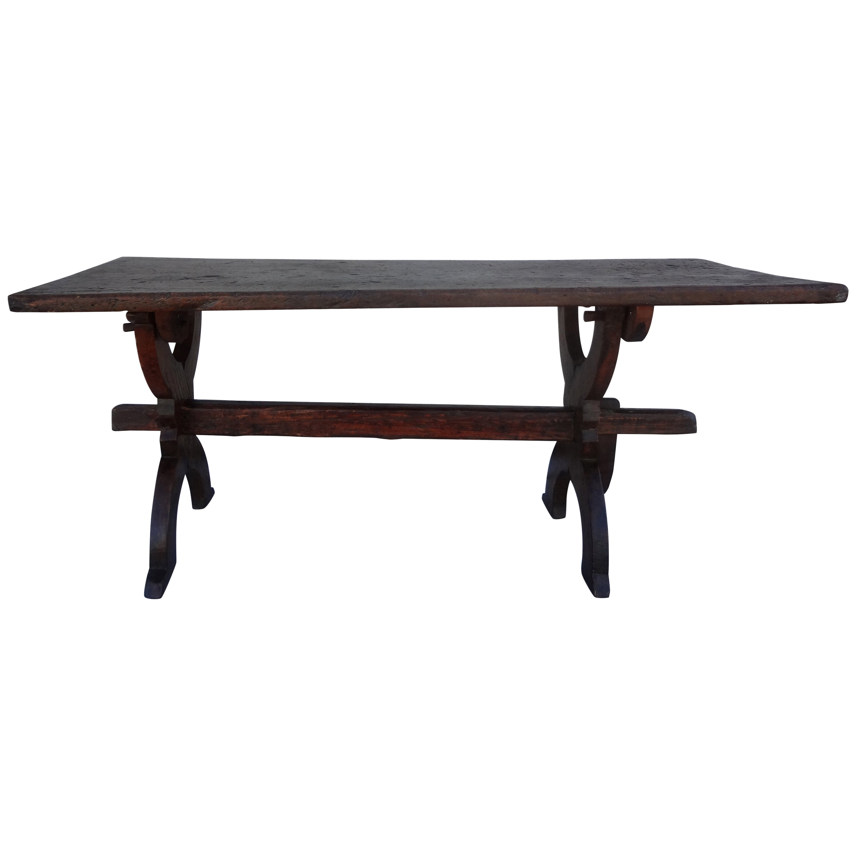 Italian 18th Century Solid Walnut Trestle Table from Tuscany For Sale ...
