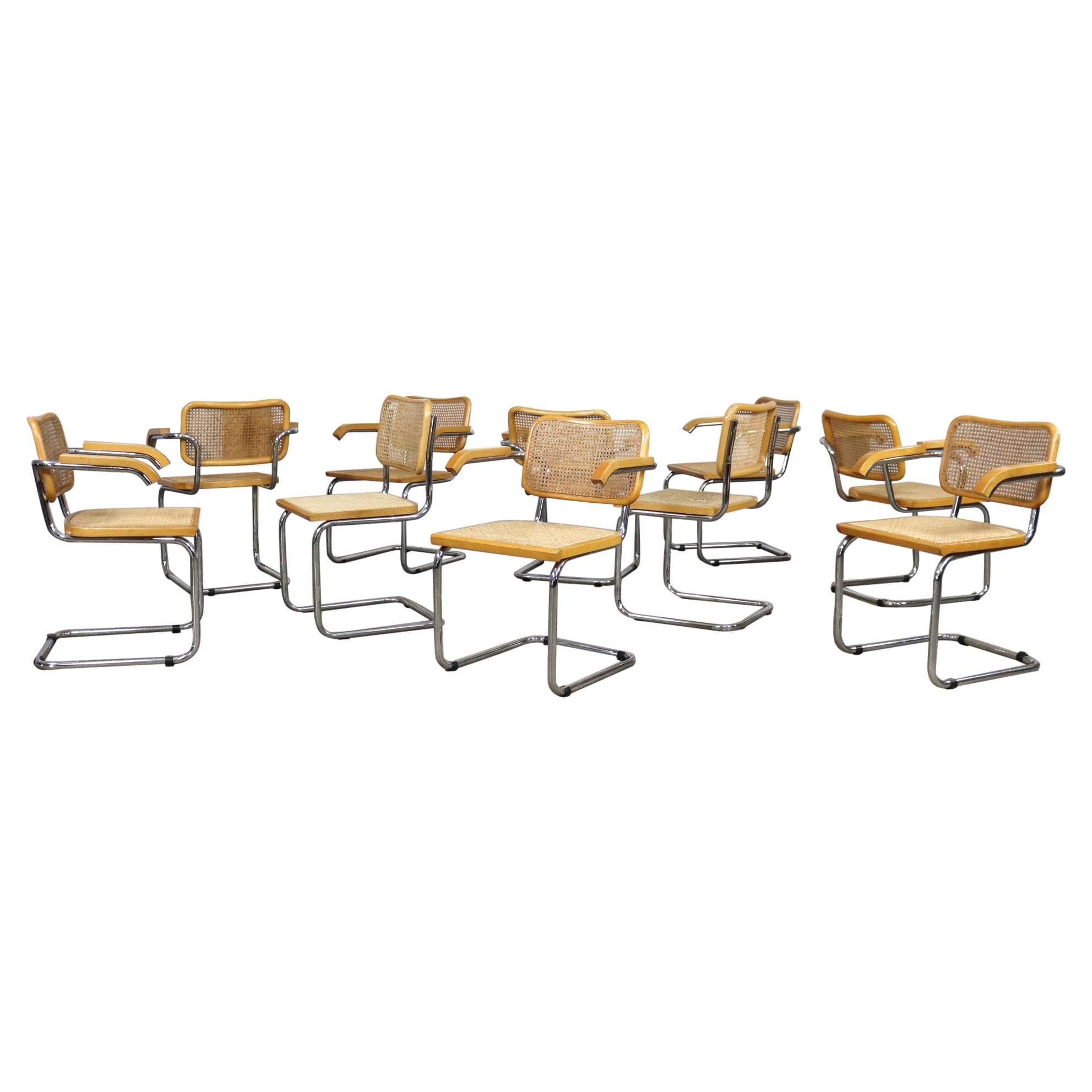 Set of Four Mid-Century Modern Marcel Breuer B32 Cesca Blonde Chairs ...
