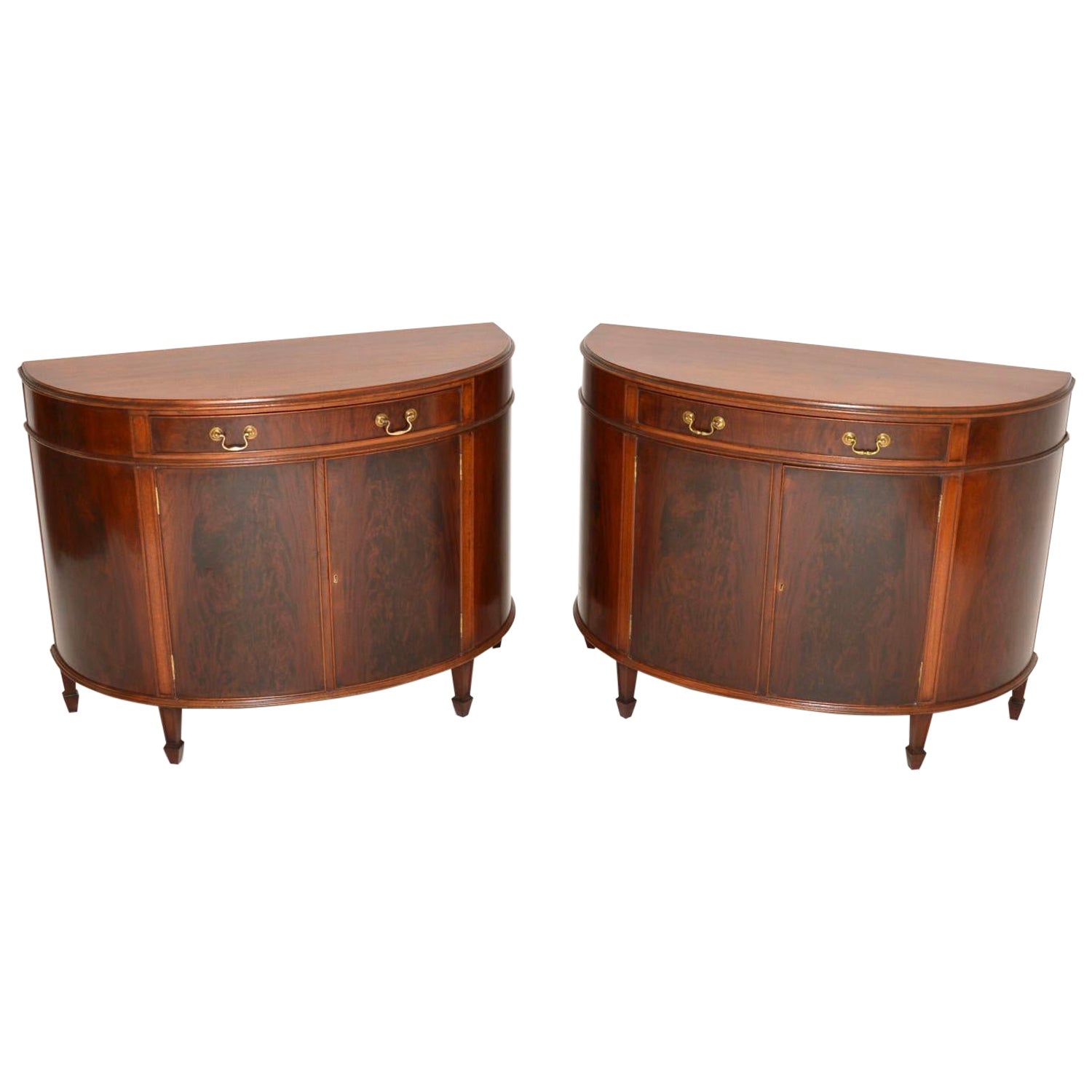 Pair of Antique Bow Front Cabinets at 1stDibs