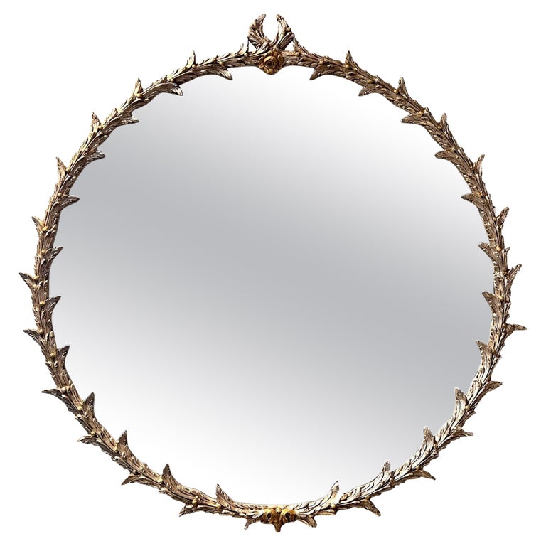 Louis XVI Style Carved Laurel Leaf and Berry Silver-Gilt Mirror w Gold ...