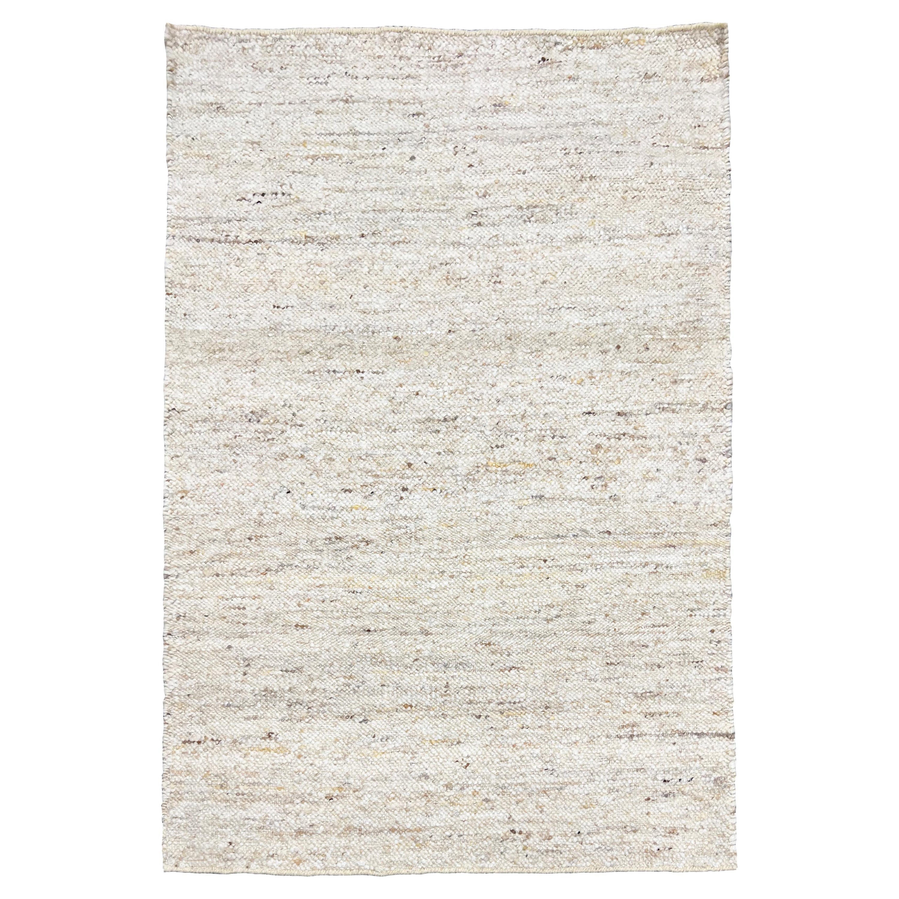 Natural Raw Wool Flatweave Hand Knotted Rug For Sale at 1stDibs