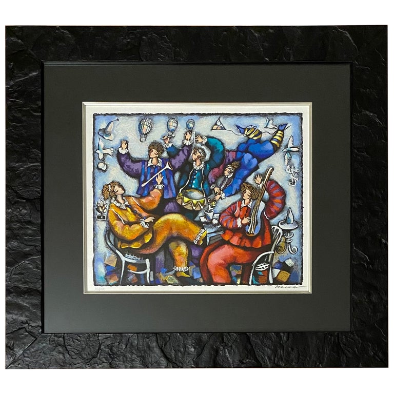 Michael Kachan Color Lithograph Featuring Musicians "Happy Hour" For ...