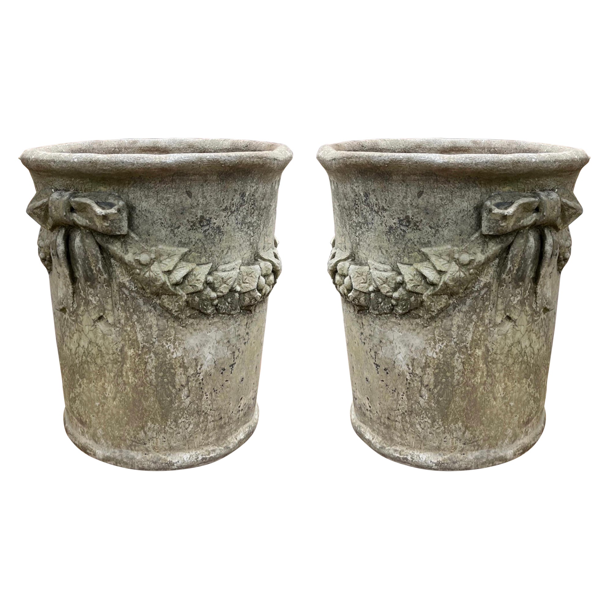 Monumental Neo-Classical Style Concrete / Stone Planters By Henri ...