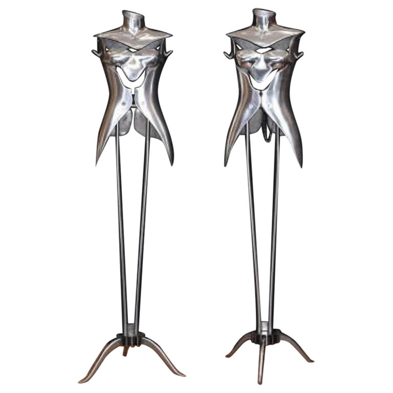 Pair Vintage Metal Mannequins Architectural Salvage For Sale at 1stDibs