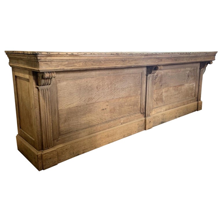 Large 19th Century Washed Oak Shop Counter at 1stDibs