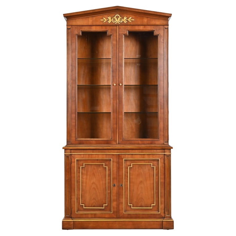 Kindel Furniture Neoclassical Cherry and Gold Gilt Breakfront Bookcase ...