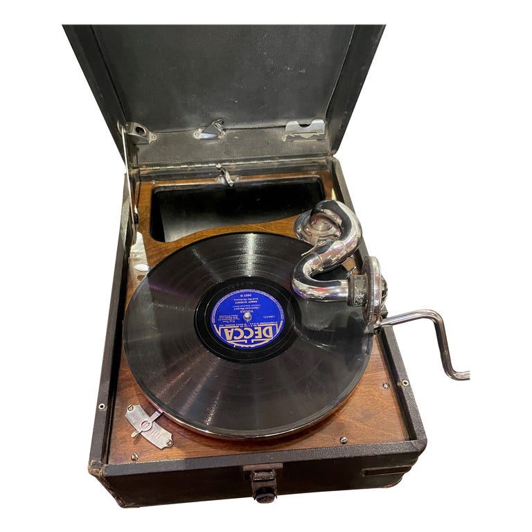 1930 Portable Gramophone His Master's Voice Phonograph For Sale at 1stDibs