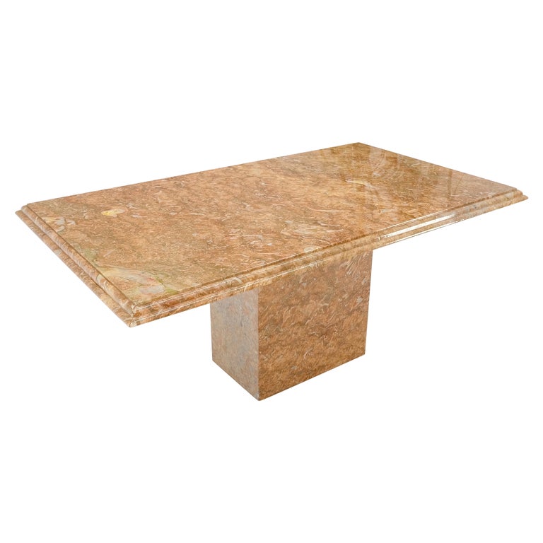 Rouge Brick Color Single Pedestal Italian Marble Dining Conference ...