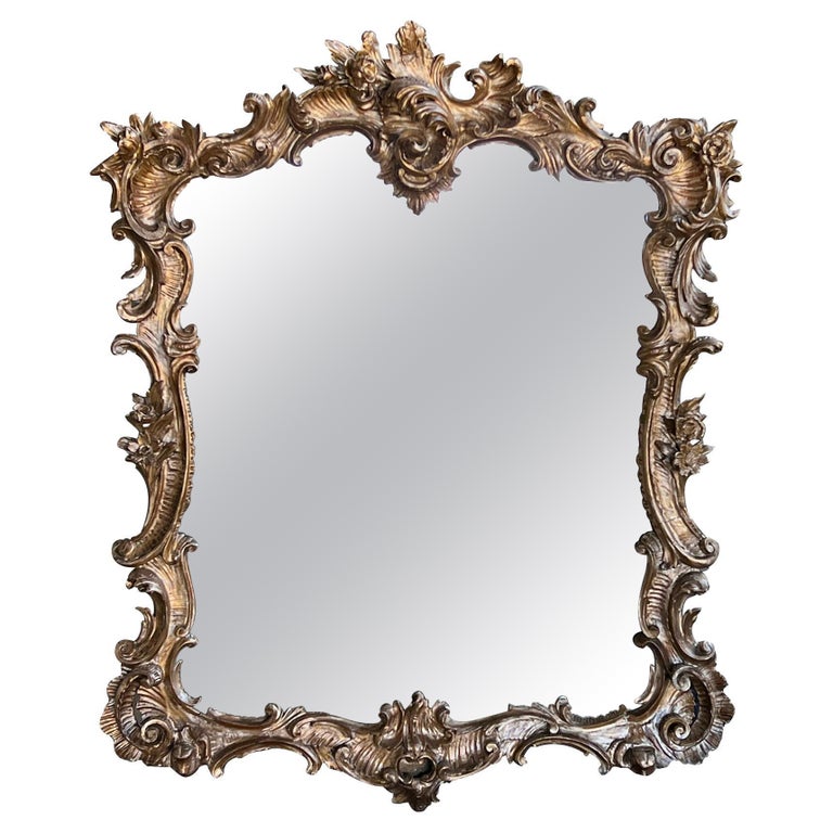 French Rococo Style Carved Giltwood Mirror For Sale at 1stDibs