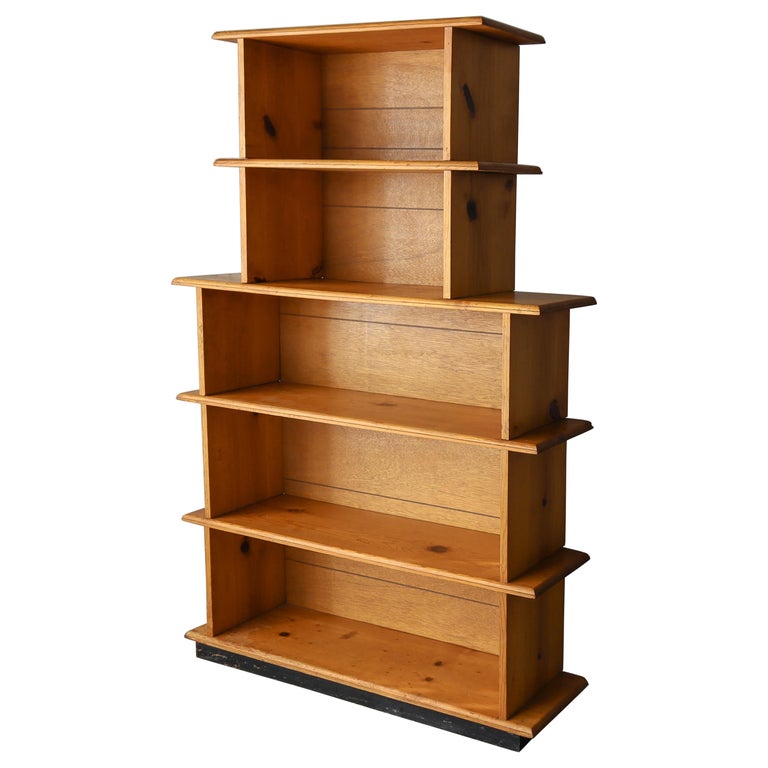 Vintage Pine Craftsman 5 Shelf Bookcase For Sale at 1stDibs