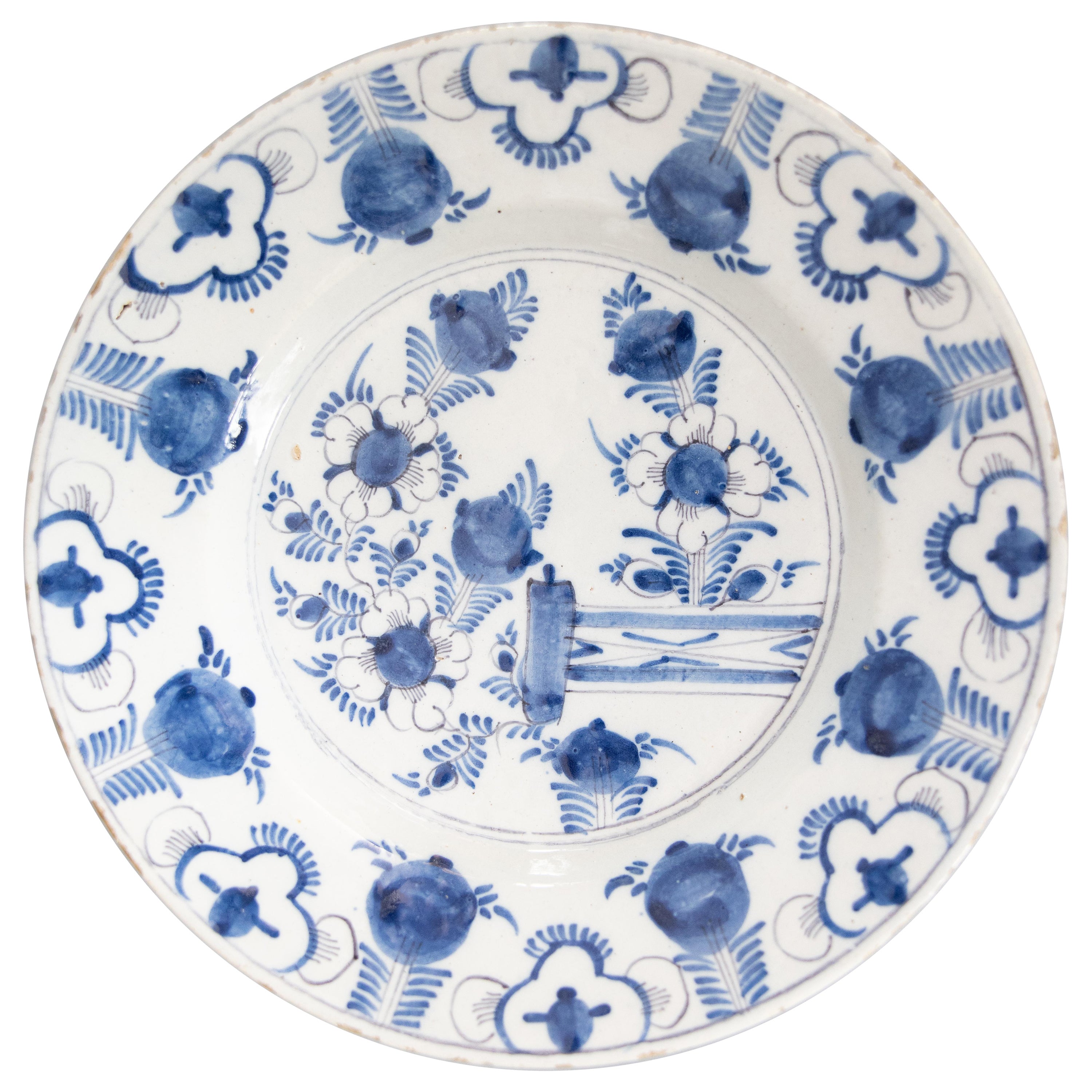 Antique English Delft plate in blue and white, London Delft 18th ...