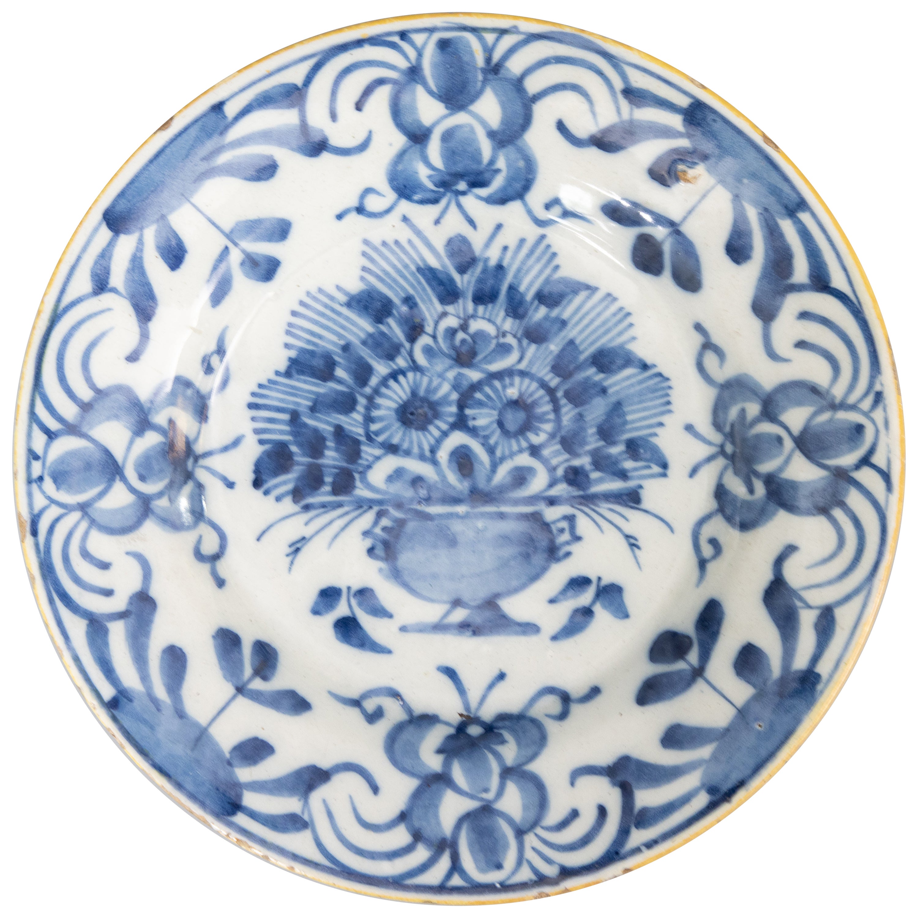 Antique English Delft plate in blue and white, London Delft 18th ...