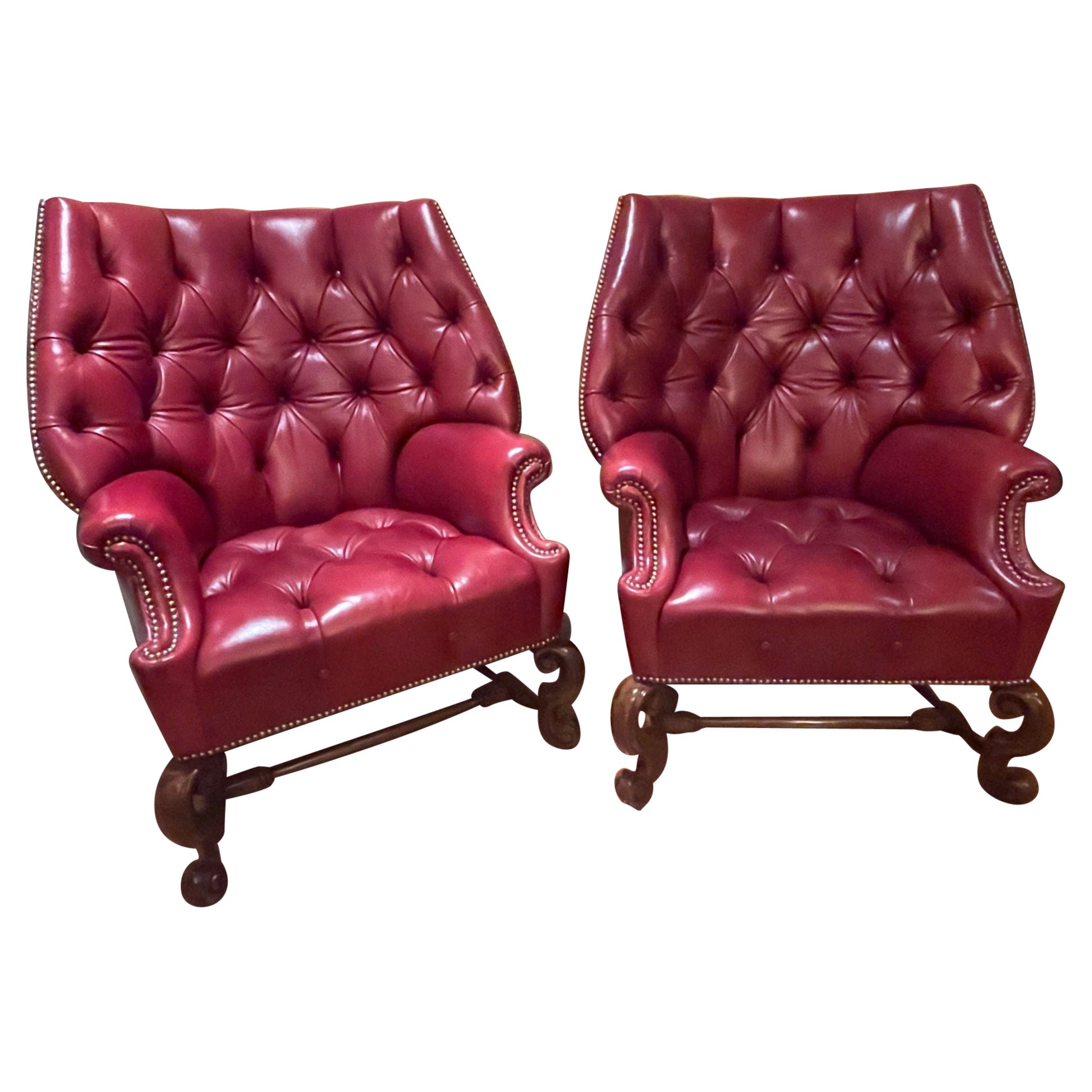 Tufted English Leather Wingback Chair at 1stDibs