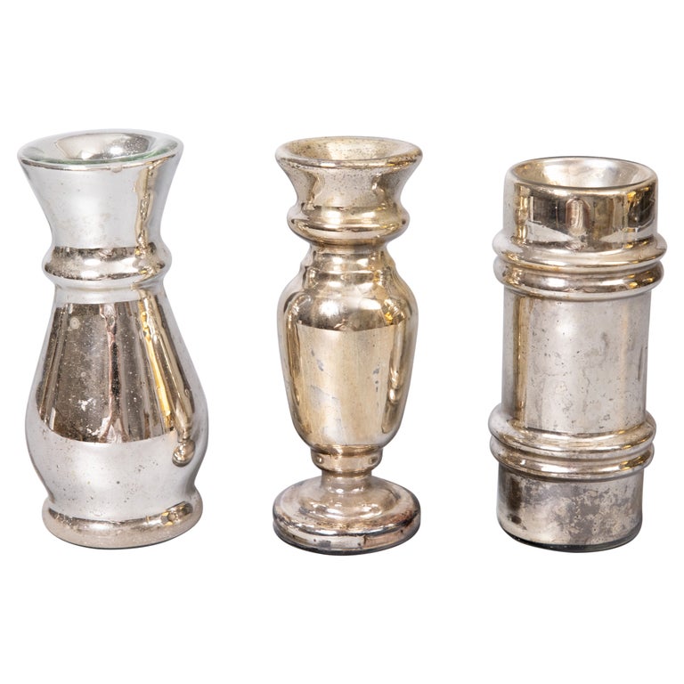 Set of 3 Antique 19th Century English Mercury Glass Vases For Sale at ...