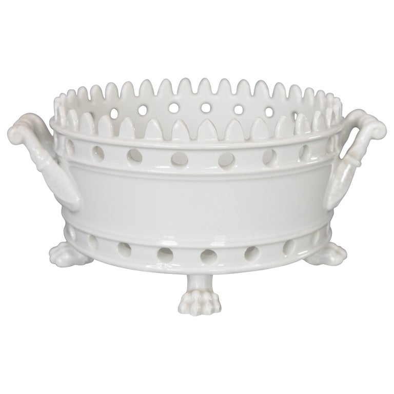 Antique 19th Century French White Porcelain Footed Cachepot Jardiniere ...