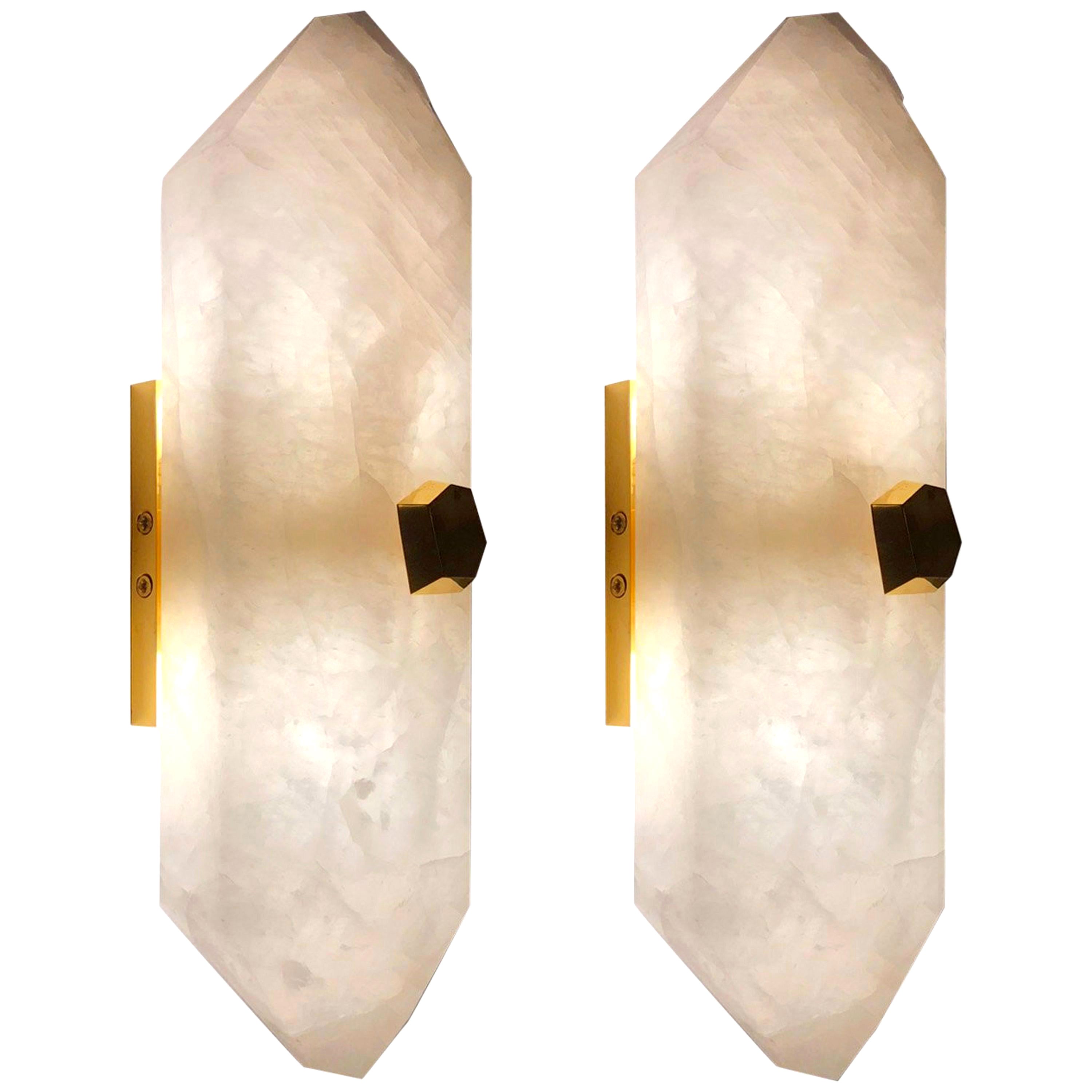 Diamond Form Rock Crystal Sconces by Phoenix at 1stDibs