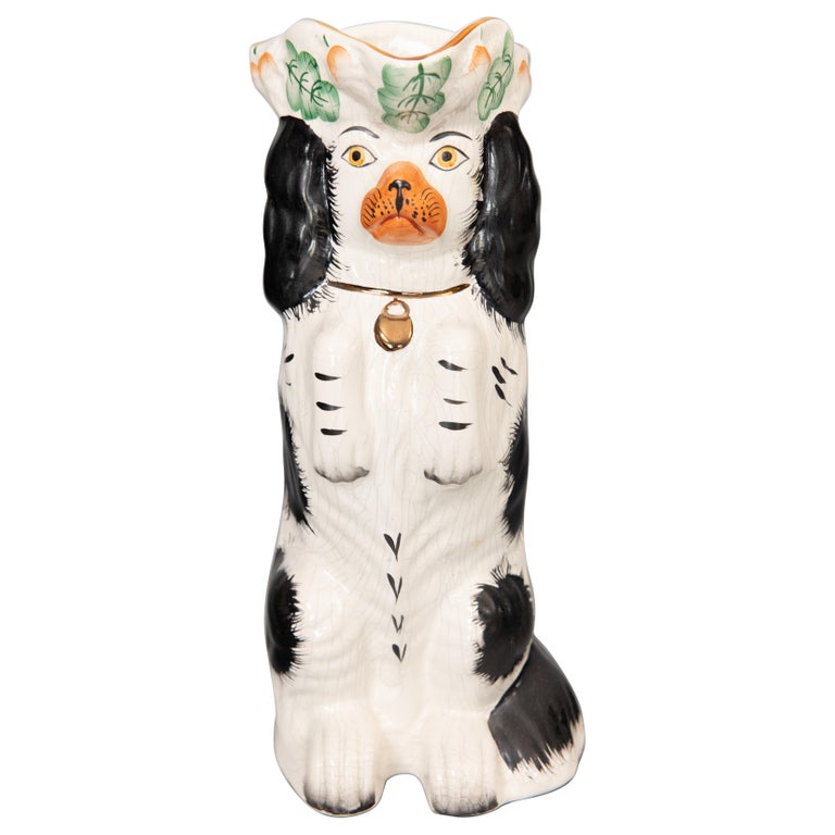 Early 20th Century English Staffordshire Spaniel Dog Pitcher For Sale ...