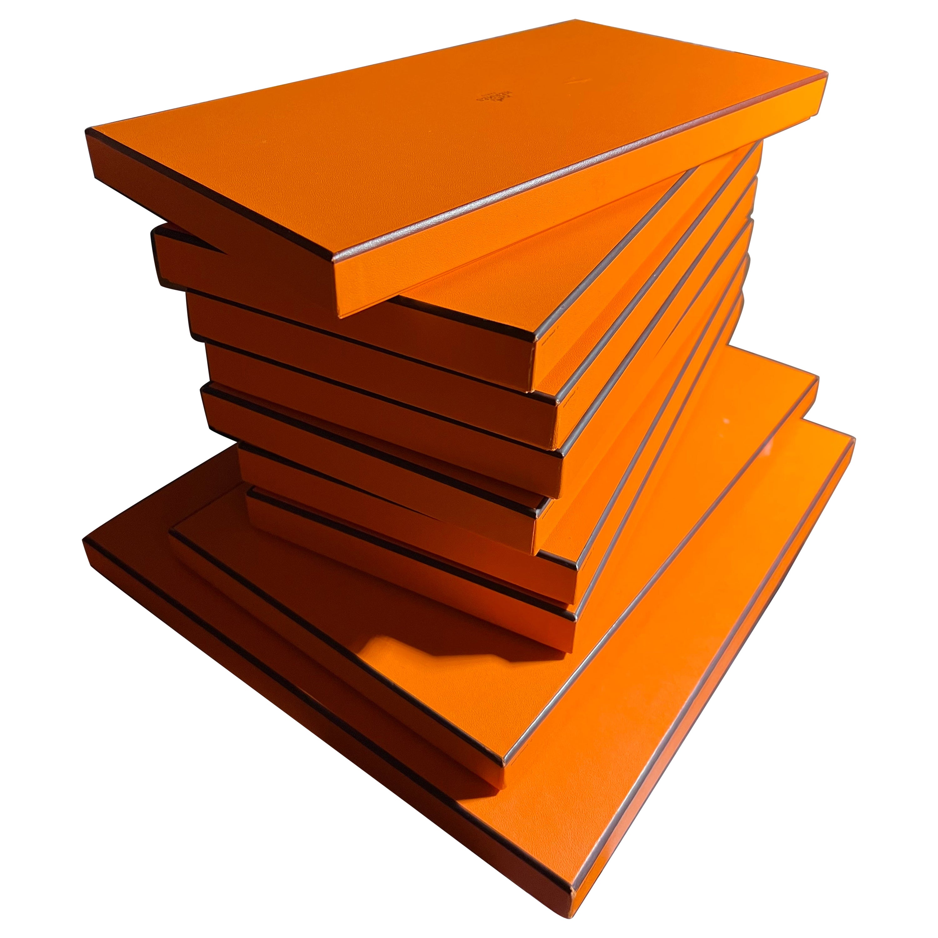 Hermès Classic Orange Square Box Set of 17 with Hermès Ribbons, France ...