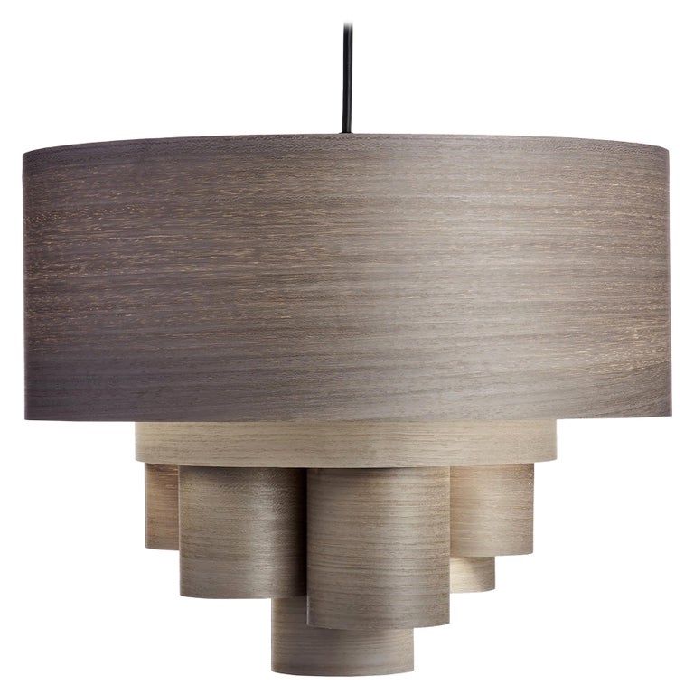 Paramount Mid-Century Modern Gray Tay Wood Veneer Chandelier Pendant ...