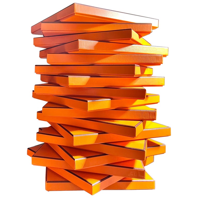 Hermès Classic Orange Square Box Set of 17 with Hermès Ribbons, France ...