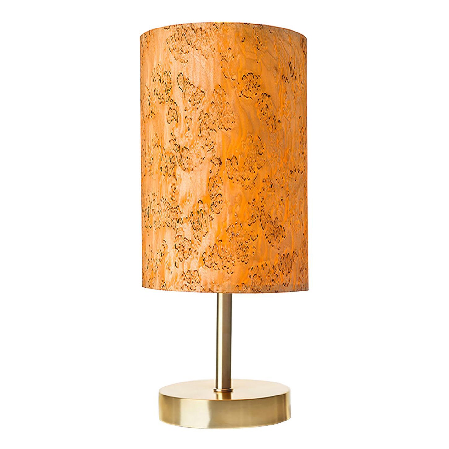 Serret Mid-Century Grey Tay Wood Veneer Table Lamp with Brushed Brass ...