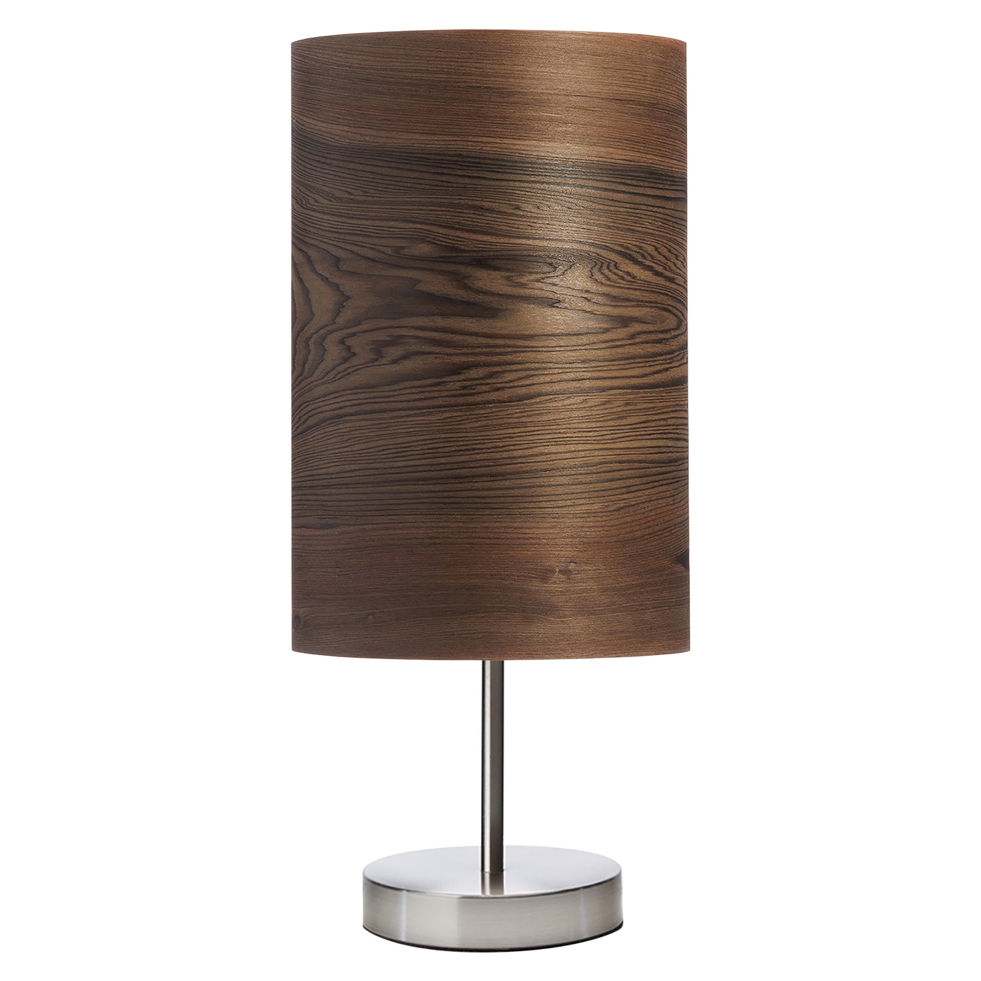 Serret Mid-Century Modern Cypress Wood Veneer Table Lamp with Brushed ...