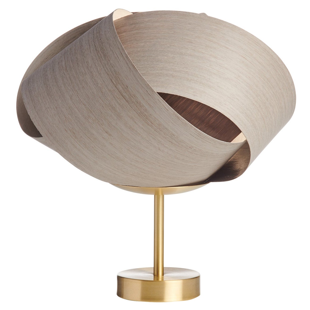 Fleur Modern Gray Tay Wood Veneer Table Lamp with Brushed Brass For ...