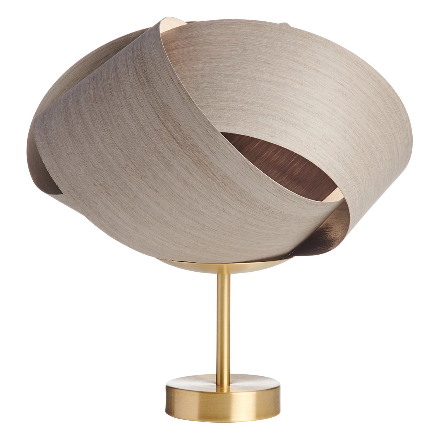 Fleur Modern Gray Tay Wood Veneer Table Lamp with Brushed Steel For ...