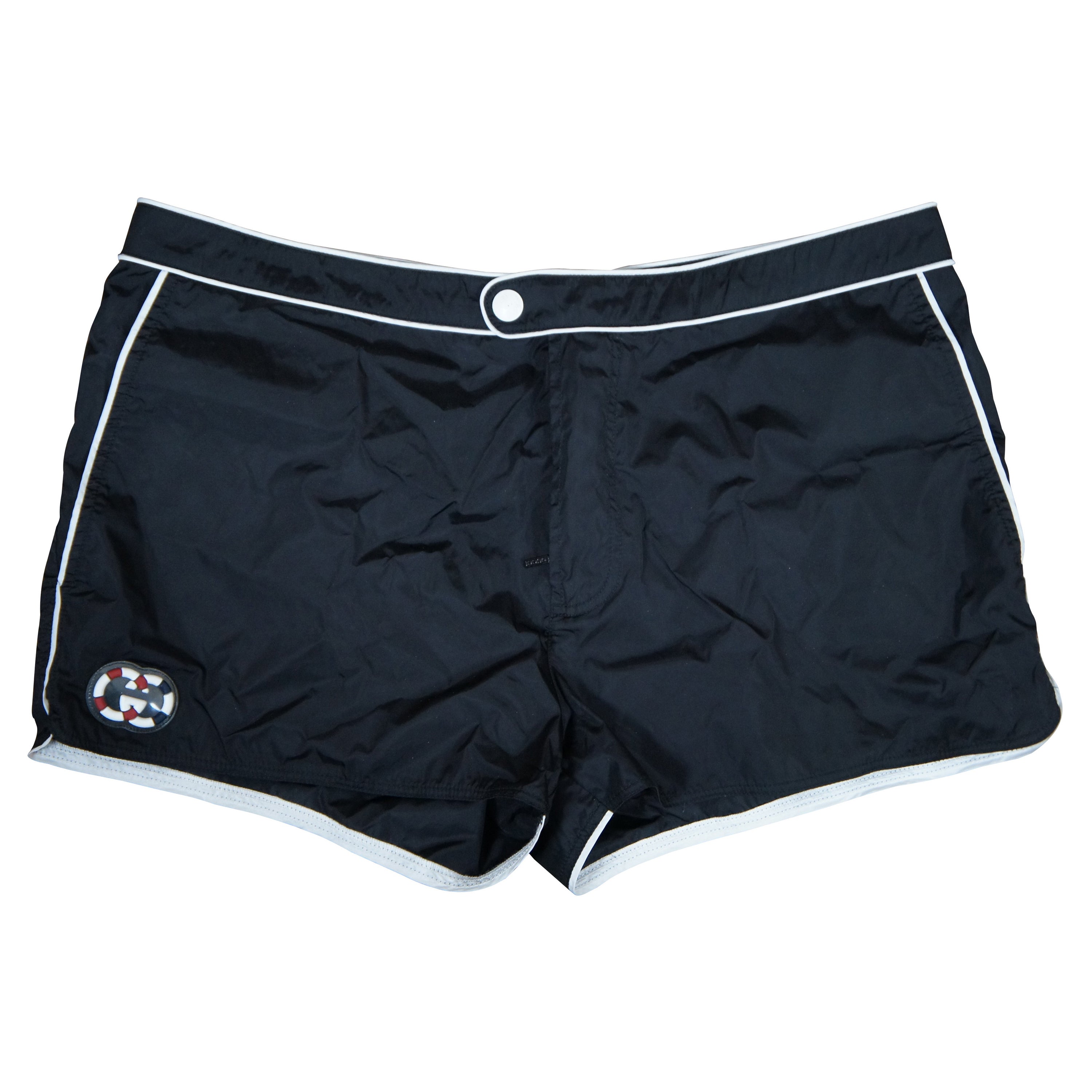 Vintage Burberry Nylon Mens Black White Leopard Print Swim Trunk Shorts ...
