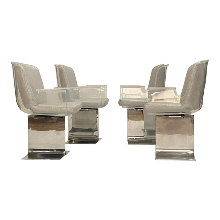 Pace Collection Lucite Swivel Dining Chairs, Model no. 171, Set of 4 ...