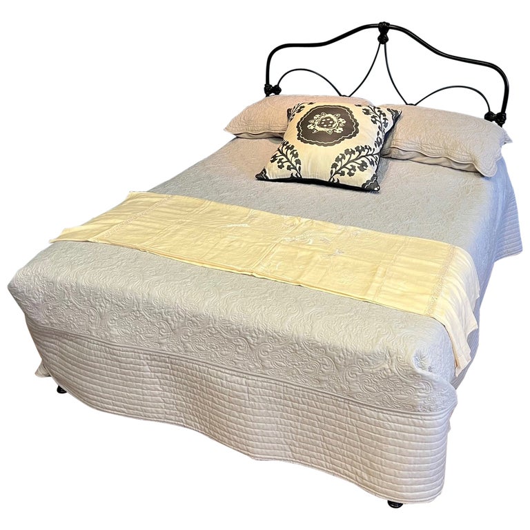 Double 4'6" - Antique Low Ended Irish Iron Bedstead For Sale at 1stDibs
