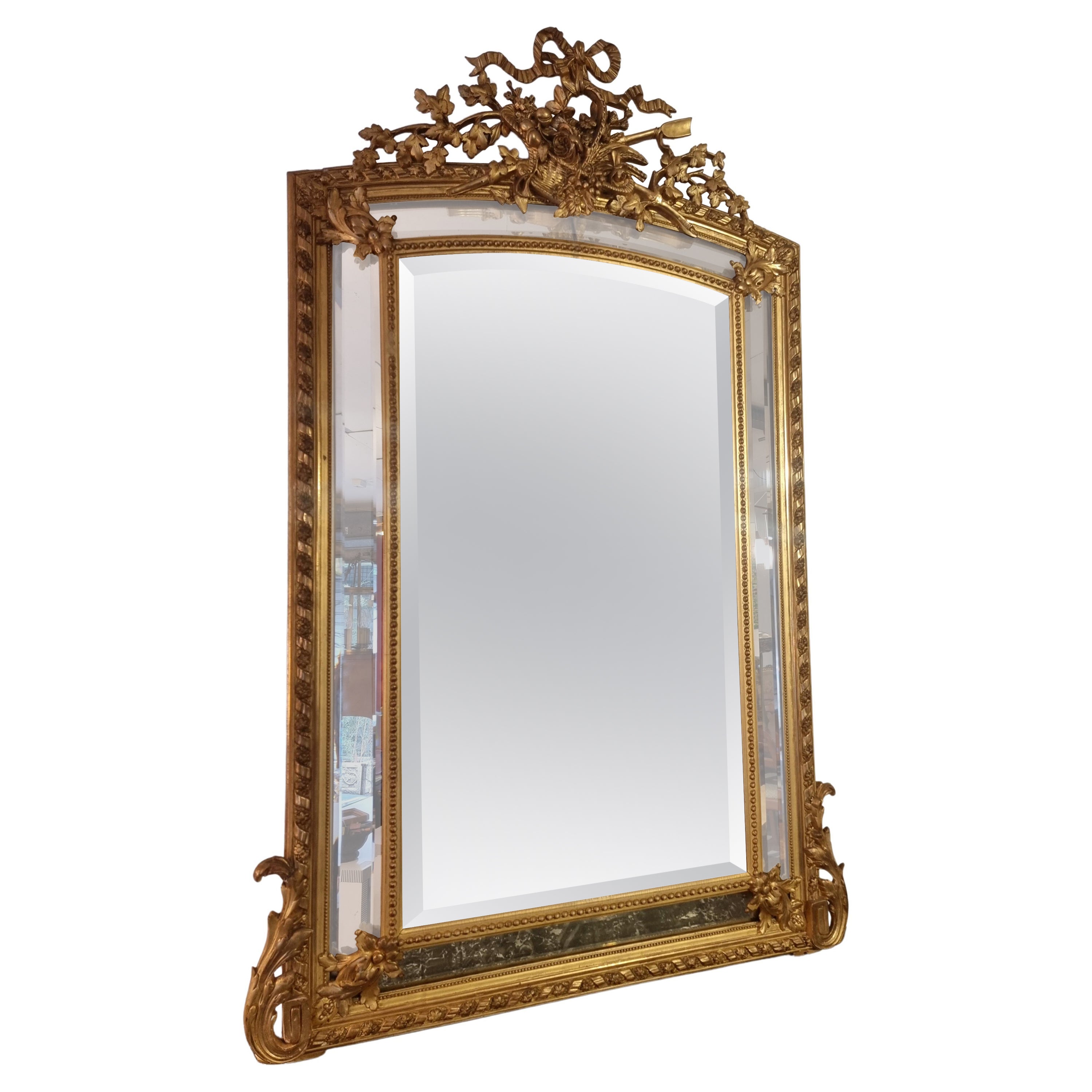 Large Louis XVI Style Mirror Napoleon III Period, Golden Wood, 19th ...