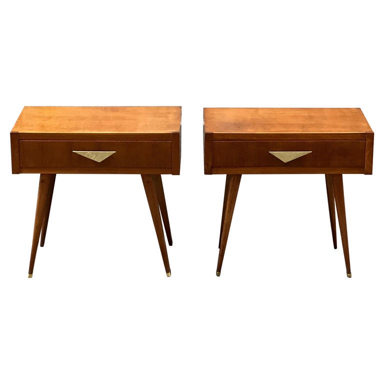 Pair of Mid-Century Cherry Wood Bedside Tables, 1950s For Sale at 1stDibs