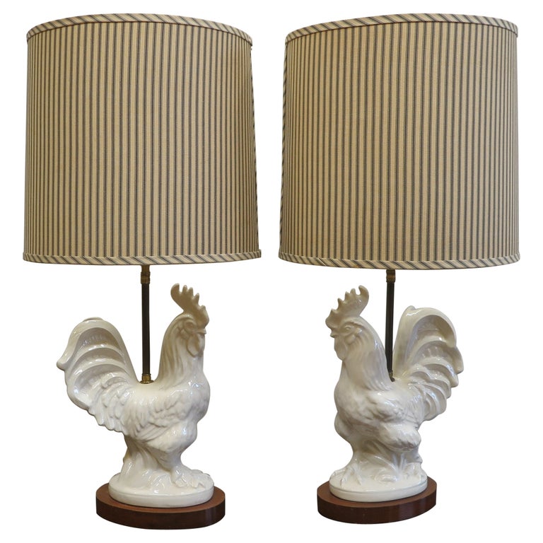 Mid Century French Rooster Lamps For Sale at 1stDibs