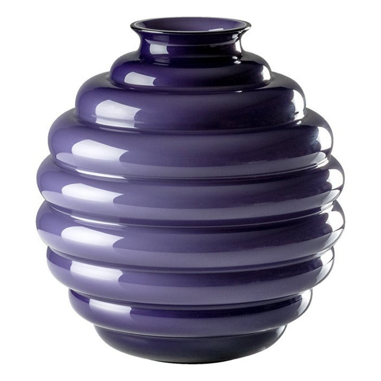 21st Century Deco Medium Glass Vase in Indigo by Napoleone Martinuzzi ...