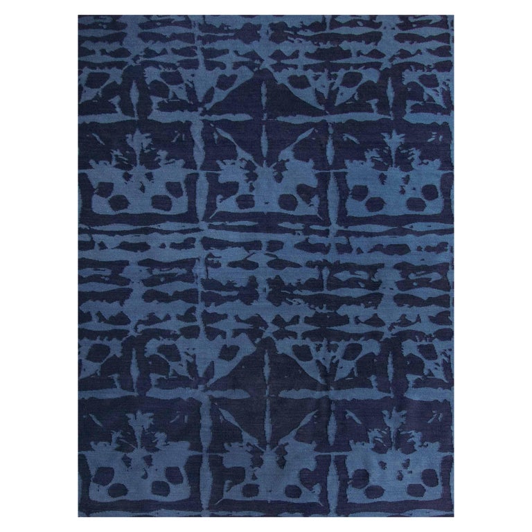 Eskayel, Banda, Indigo Flat-Weave Rug For Sale at 1stDibs