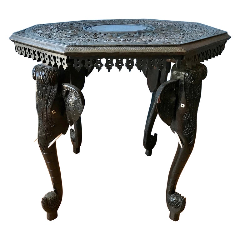 Anglo - Indian Elephant Motif Table For Sale at 1stDibs