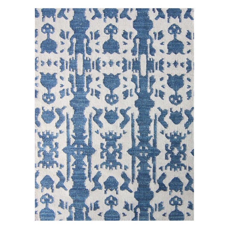 Eskayel, Biami, Indigo Flat-Weave Rug For Sale at 1stDibs