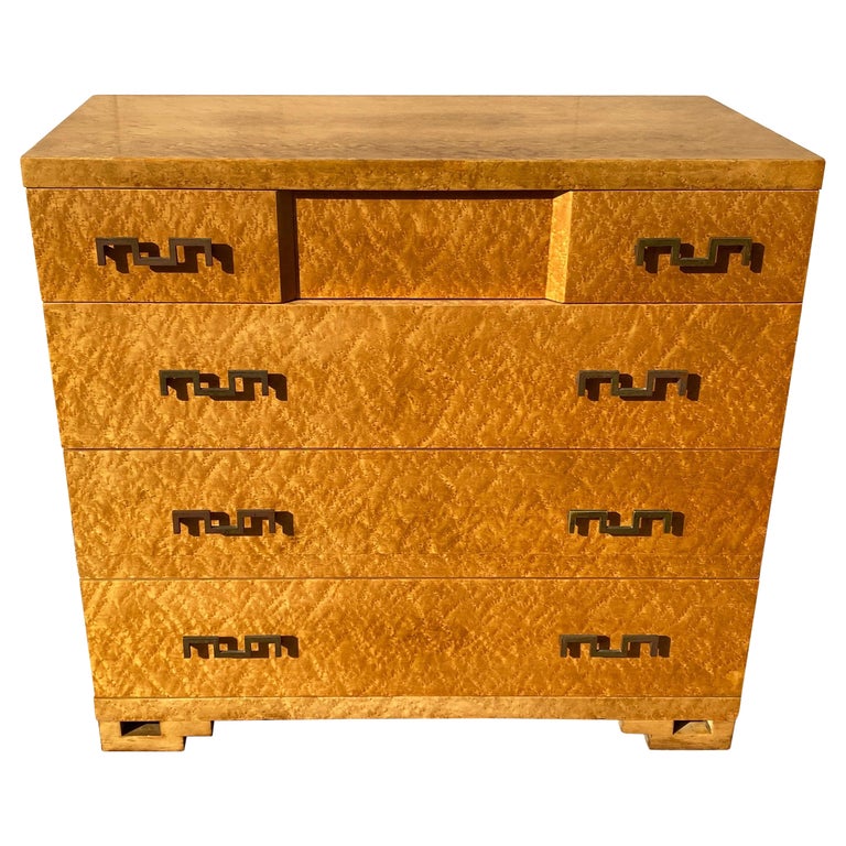 Mid-Century Birds Eye Maple Chest of Drawers For Sale at 1stDibs