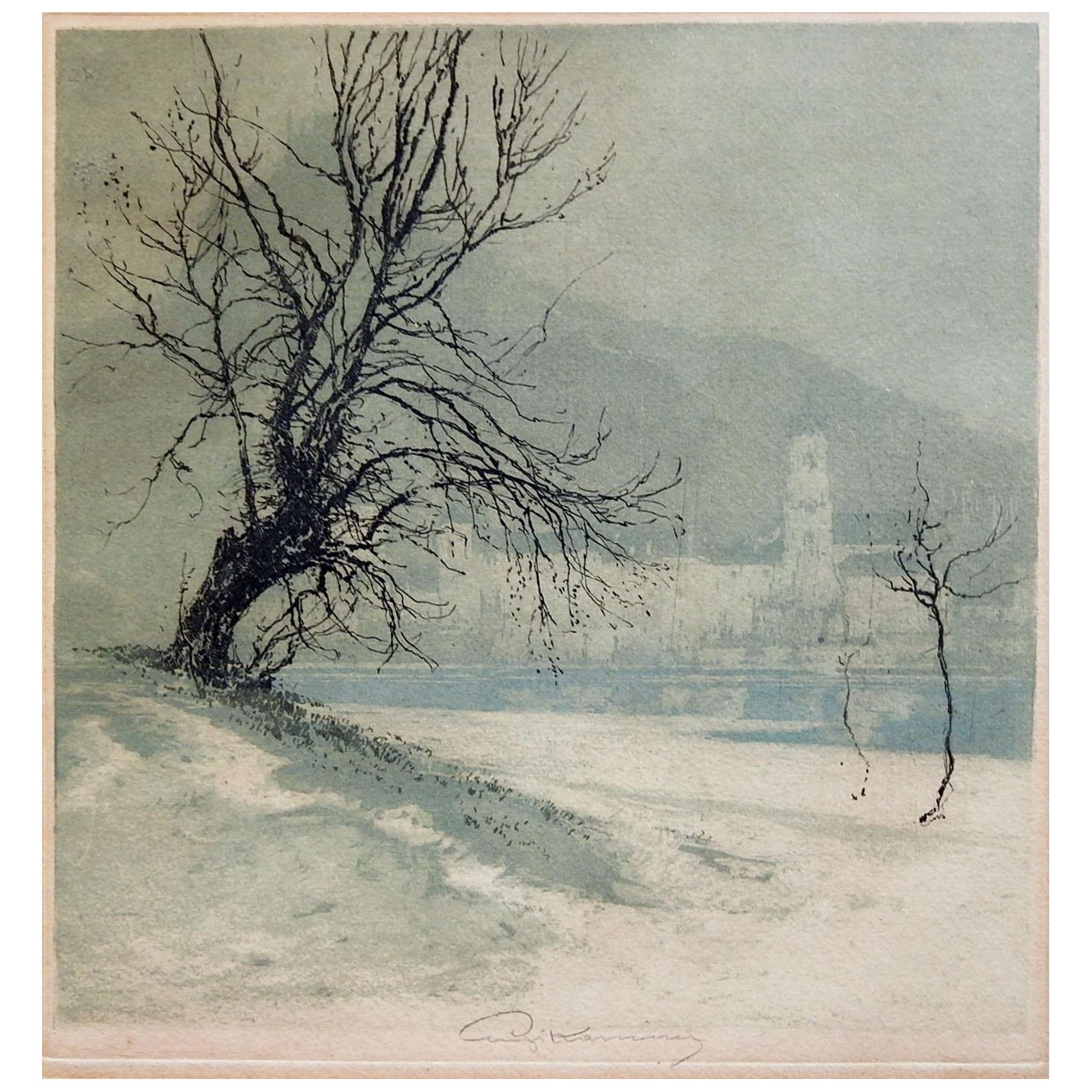 Vintage 1930's Luigi Kasimir Aquatint Etching For Sale at 1stDibs