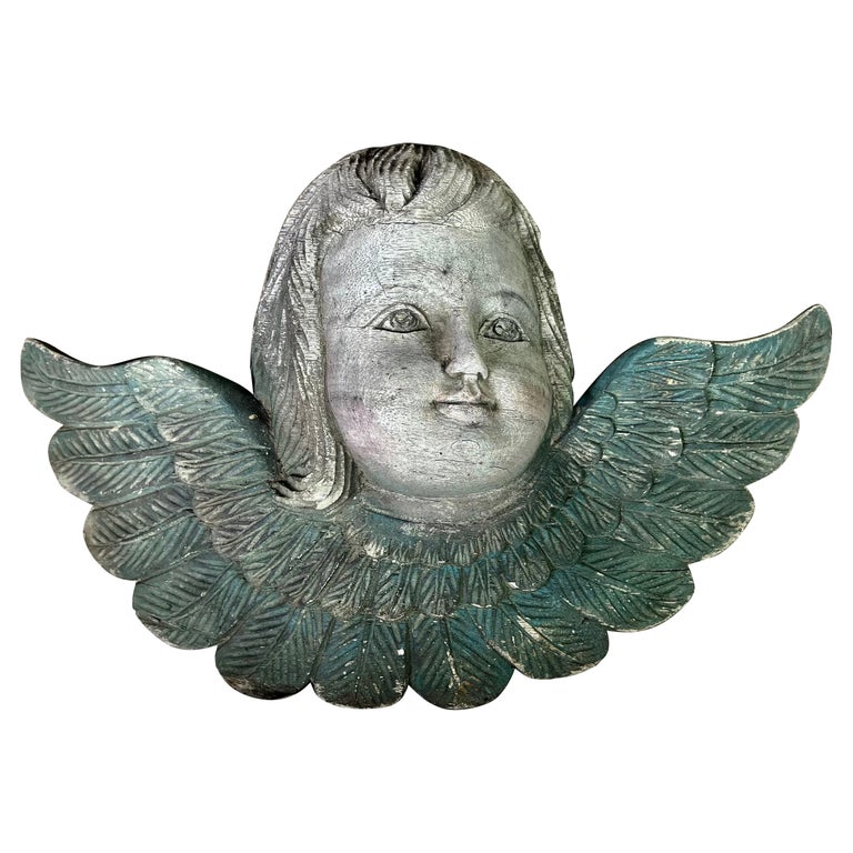 Italian Carved Cherub Face w/ Wings For Sale at 1stDibs