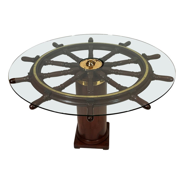 Ten Spoke Antique Ships Wheel Dining Table For Sale at 1stDibs