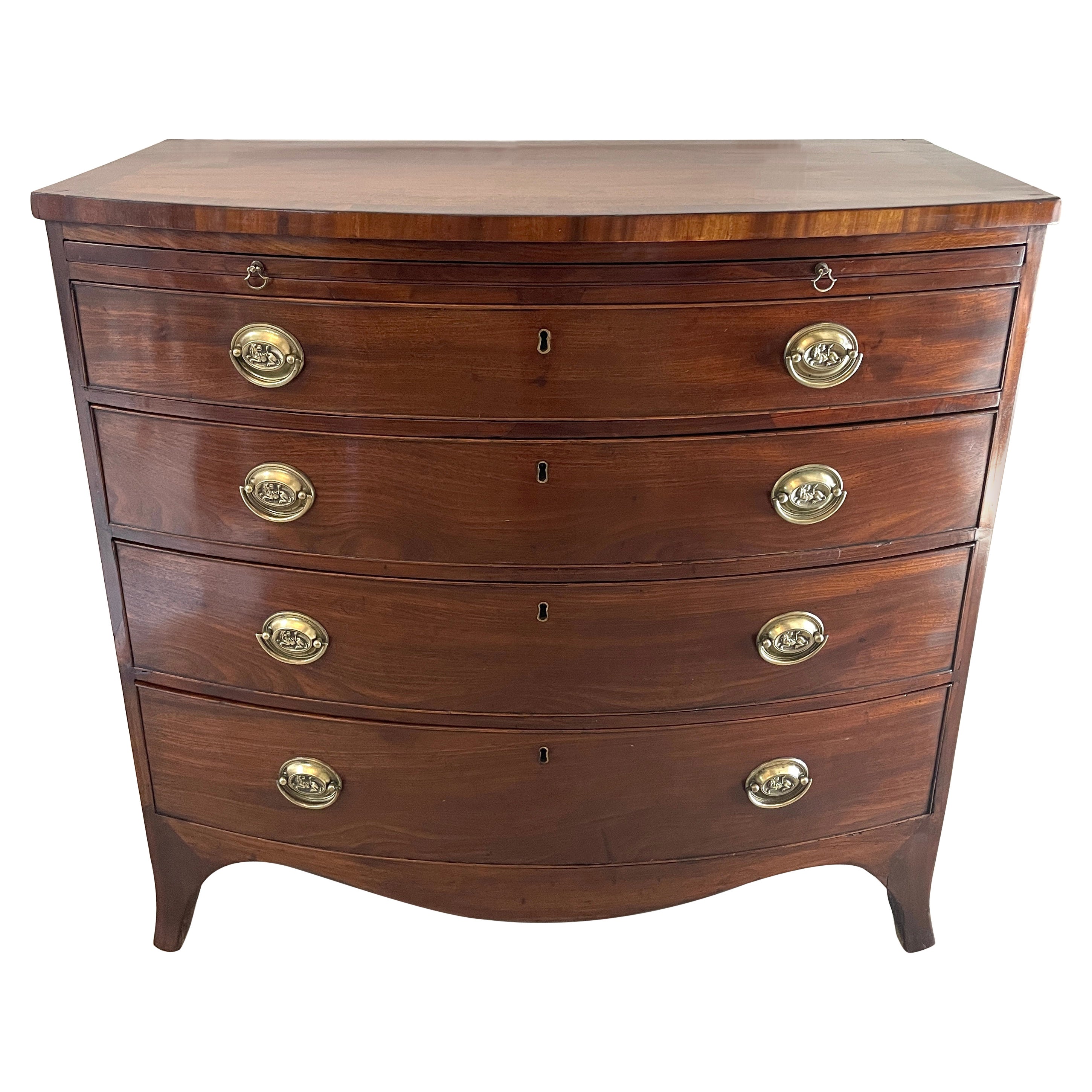 Antique George III Quality Figured Mahogany Bow Front Chest of 5 ...