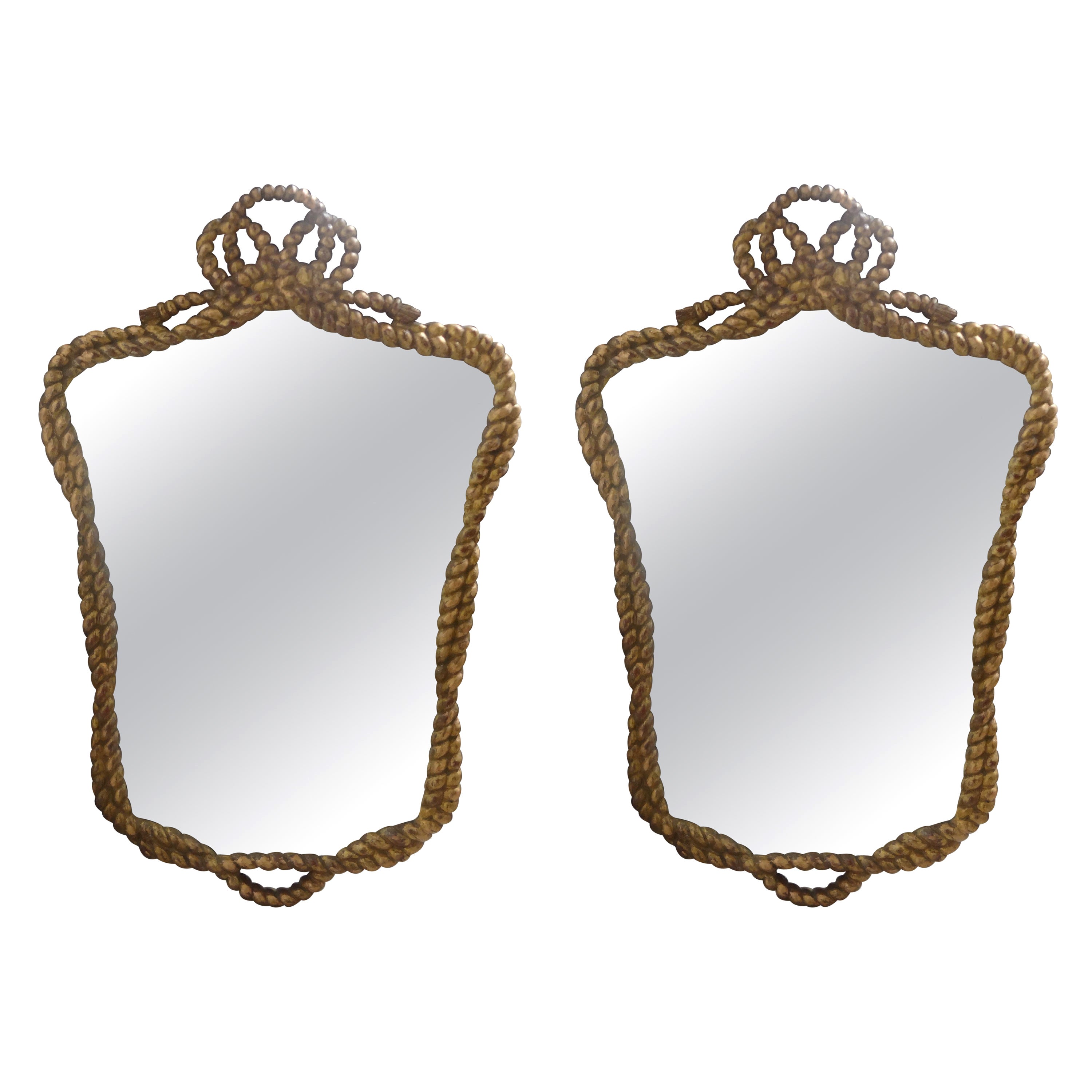 English Georgie III Oval Carved Rope and Tassel Giltwood Mirror, circa ...