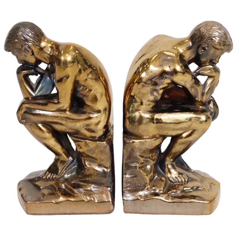 “The Thinkers” Brass Bookends, Pair For Sale at 1stDibs